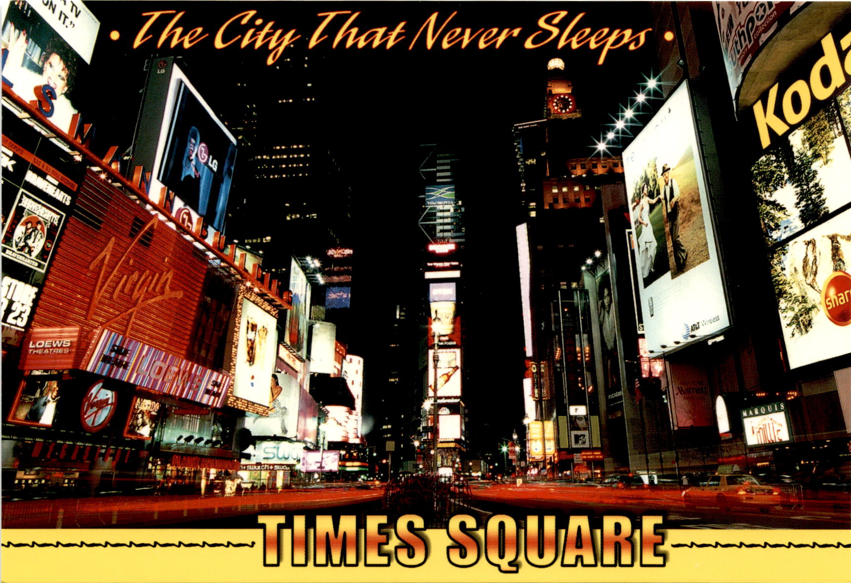 Vibrant image of Times Square with iconic billboards. - Online Postcard ...