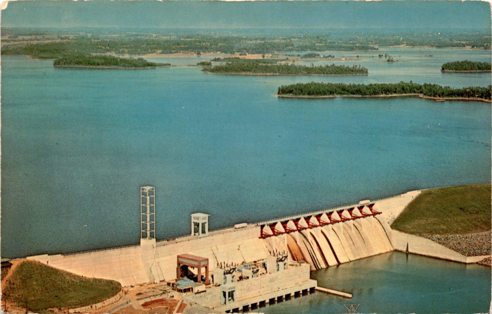COWAN’S FORD DAM, LAKE NORMAN, Duke Power Company, Aerial Postcard ...